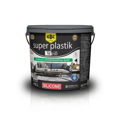 Интериорна силиконова боя GBC Super Plastik Silver, със сребърни йони, 15 L | StroyMart.BG ...