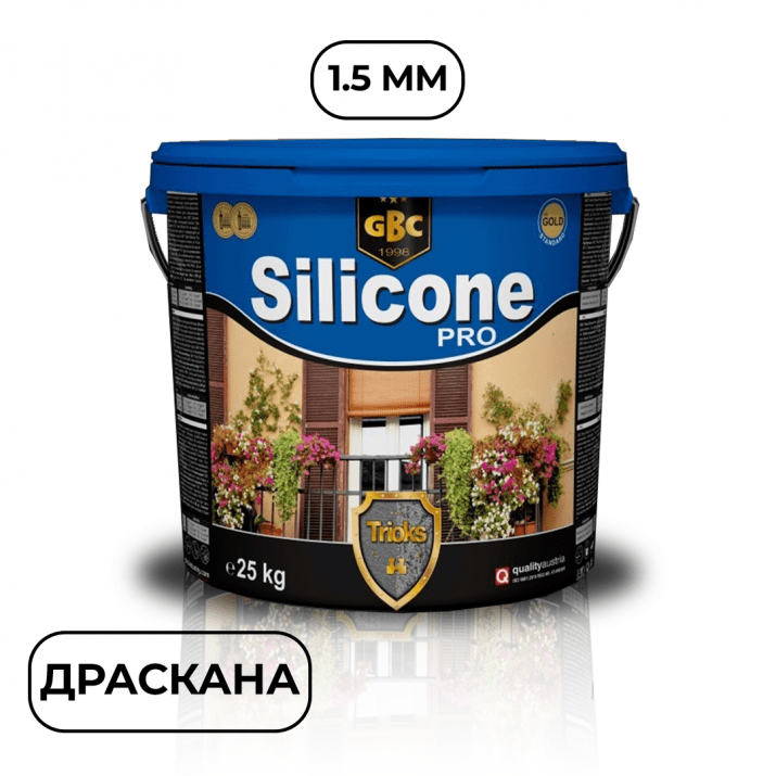 Фасадна силиконова мазилка GBC Silikon Pro, смолна основа, драскана ...