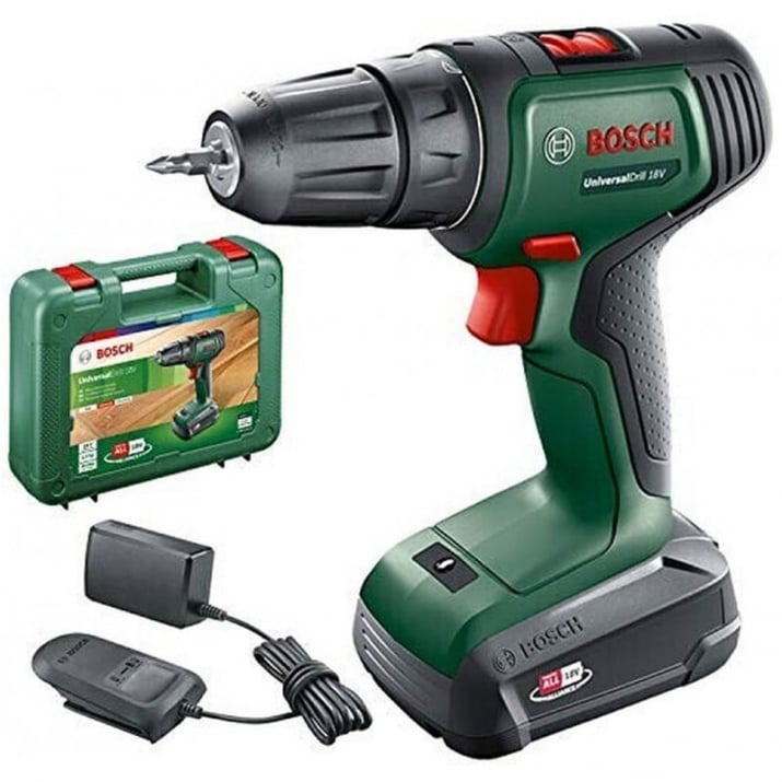 Акумулаторен винтоверт Bosch Universal Drill 18 V, 40 Nm, с батерия, зарядно и куфар | StroyMart ...