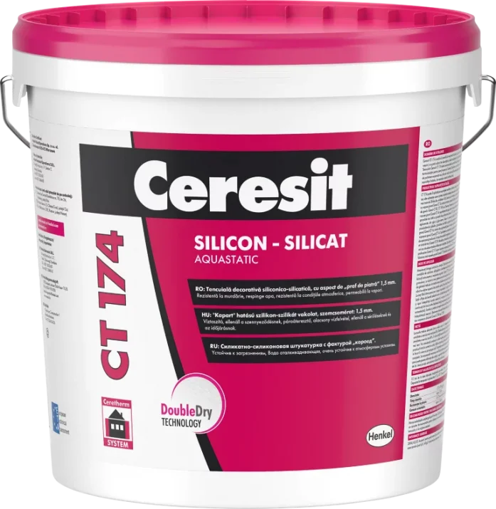 Силикат-силиконова мазилка CERESIT CT 174, със зърнеста структура | StroyMart.BG | Твоята ...