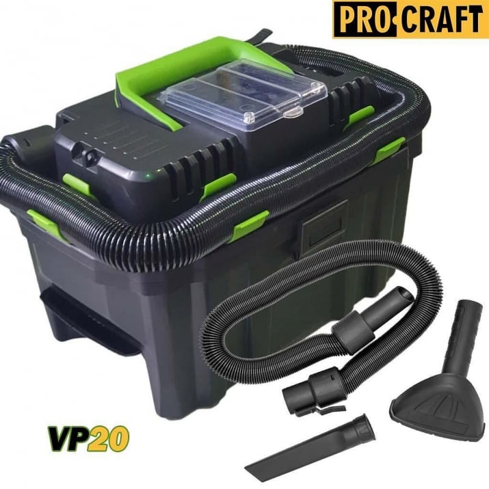 Индустриална акумулаторна прахосмукачка Procraft VP20, 20V 4Ah (без батерия и зарядно ...