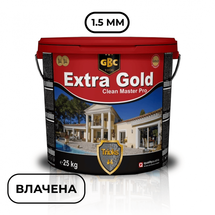 Структурна мазилка GBC Trioks Extra Gold Clean Master Pro, влачена, среден камък - 2.0 мм ...